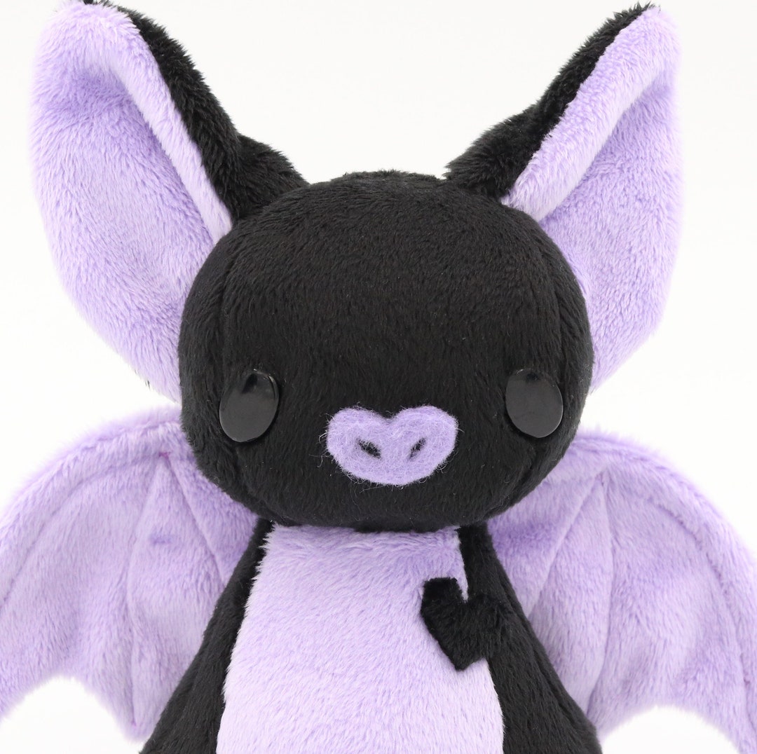 Scary Cute Black & Lilac Plush Bat Art Doll / Artist Doll / Stuffed Toy ...