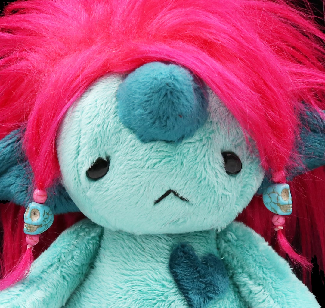 Japanese Oni Inspired Hot Pink Haired Monster Plush Art Doll / Jointed ...