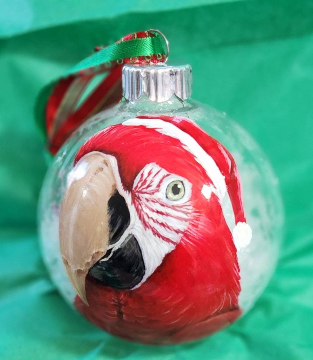 Greenwing Macaw Glass Ornament Hand Painted - Etsy
