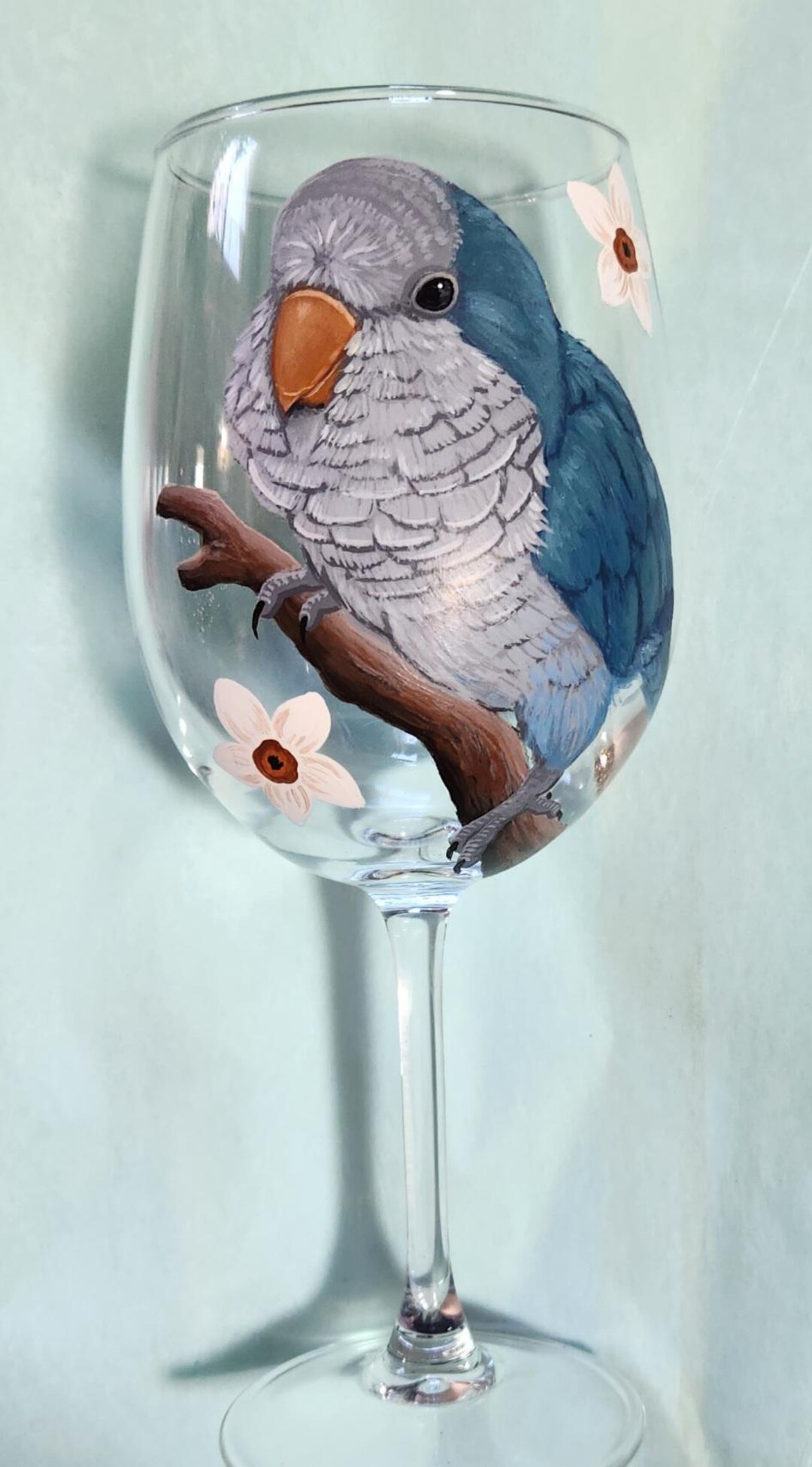Blue Quaker Parrot Wine Glass - Etsy