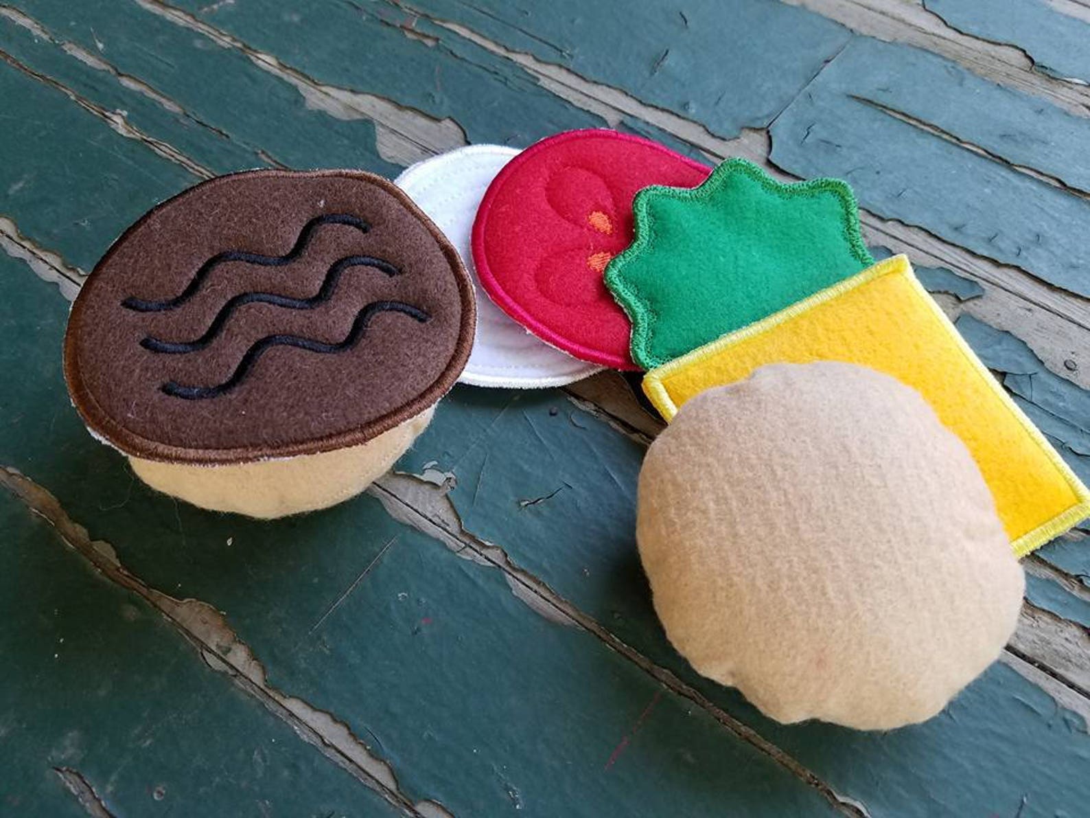 Play Food Felt Food Hamburger Play Set Bun American - Etsy