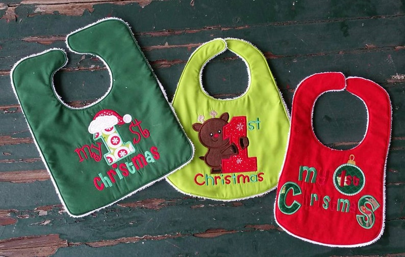 Baby's First Bib My 1st Christmas First Year Baby Bibs - Etsy