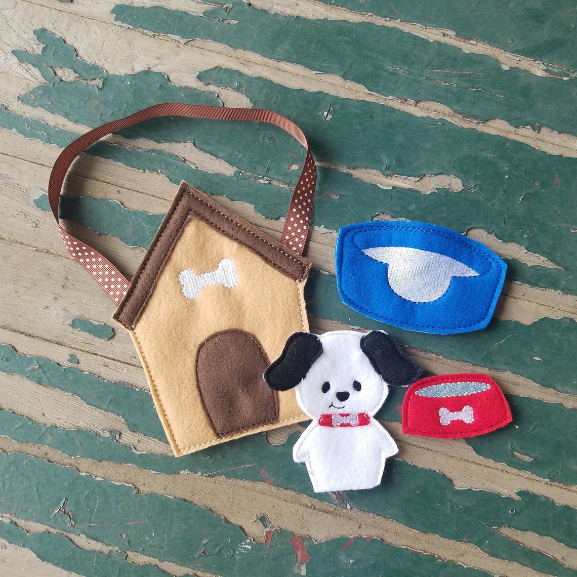 Puppy Finger Puppet Play Set Felt Puppet Dog House Bag - Etsy