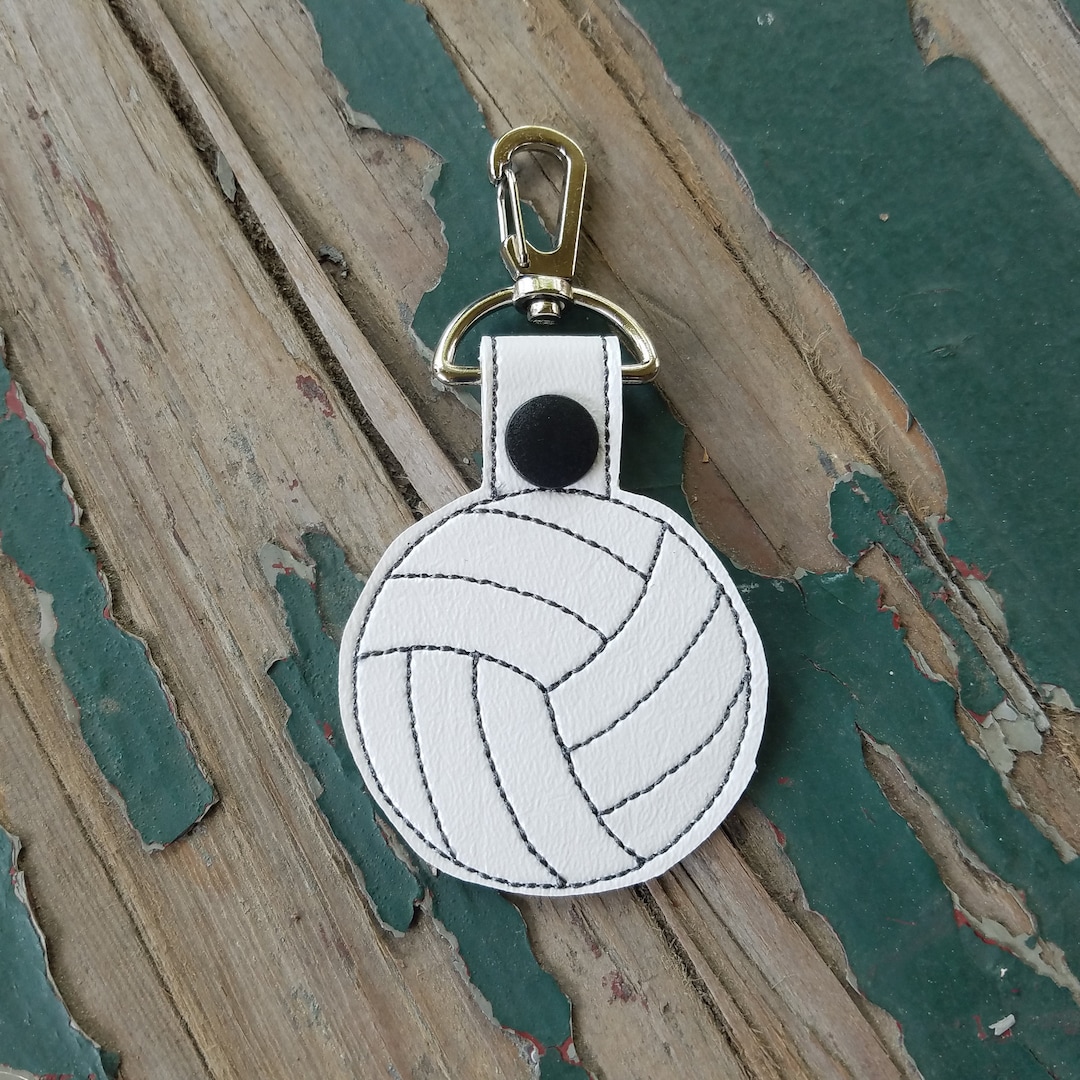 Key Fob , Key Chain , Snap Tab , Embroidered Vinyl Volleyball Fob ...