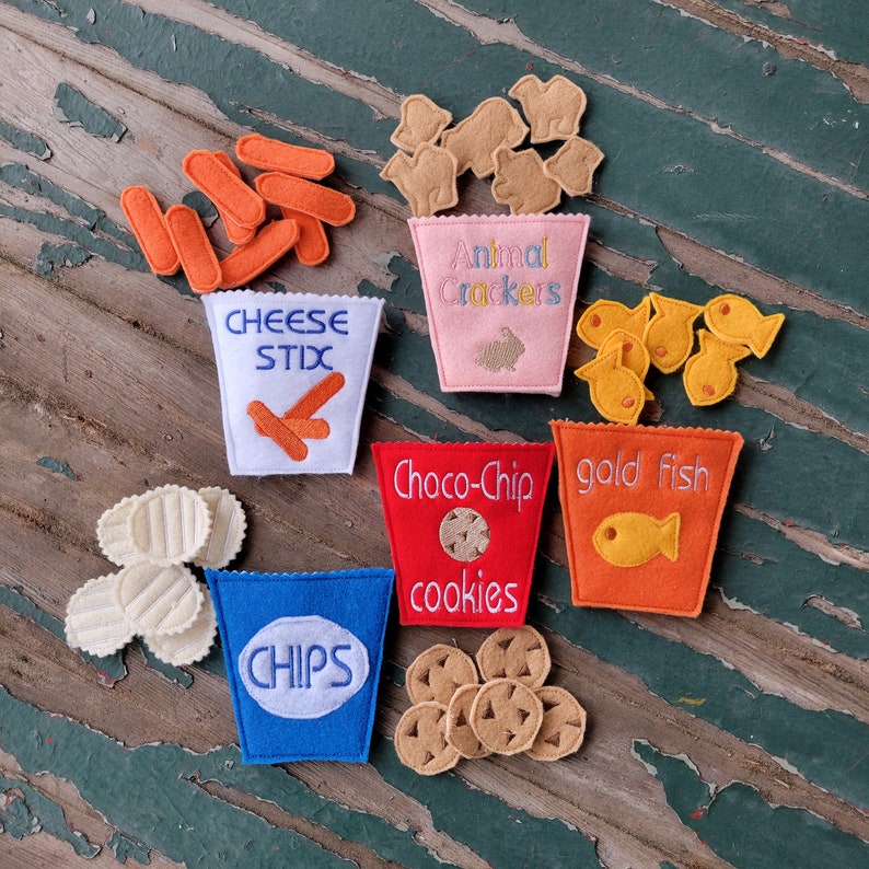 Play Food Felt Food Bag Snacks Play Set Fish Crackers - Etsy