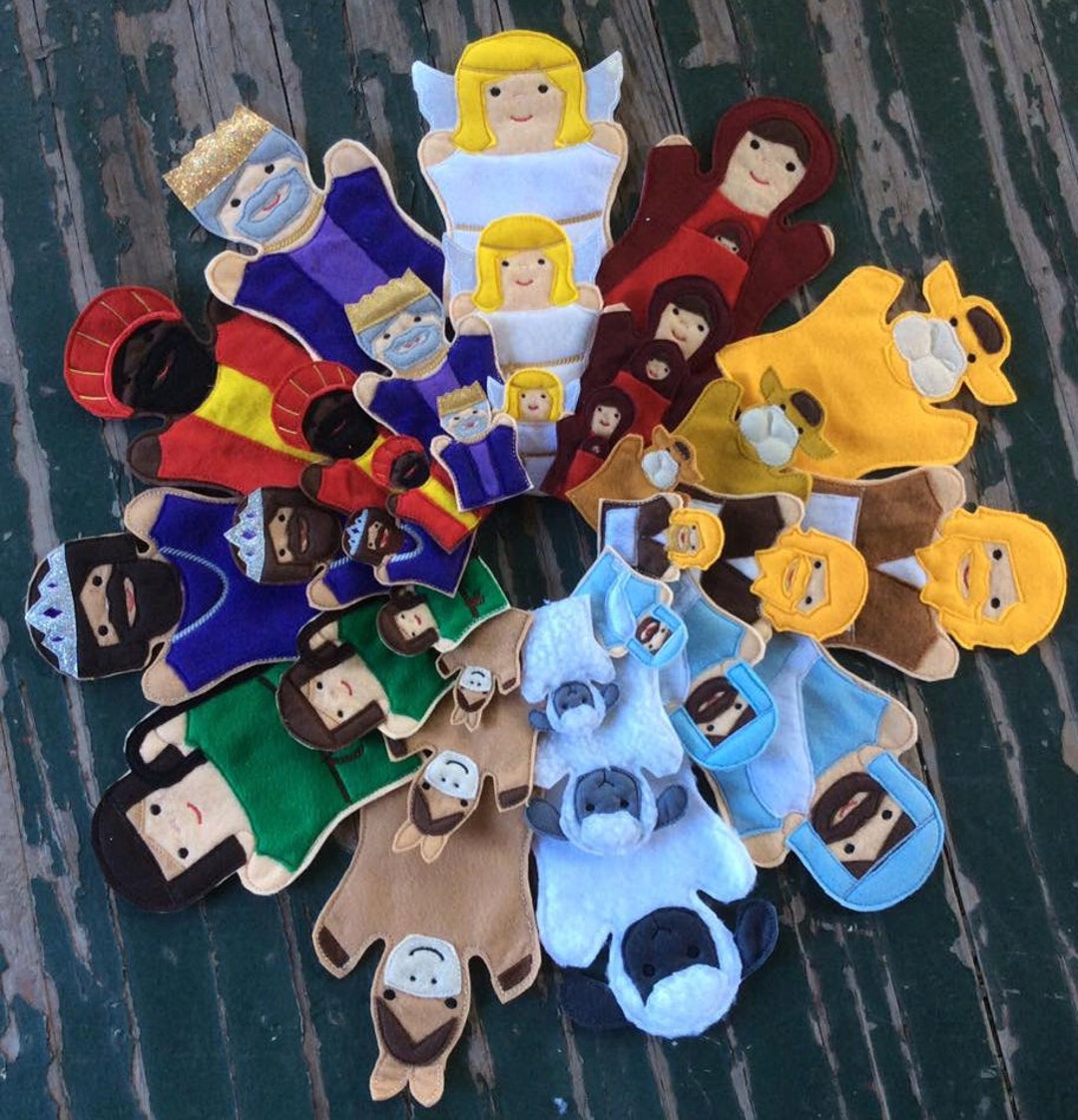 Felt Nativity Puppet Set: Christmas Story Puppets - Adult, Kid, Finger ...