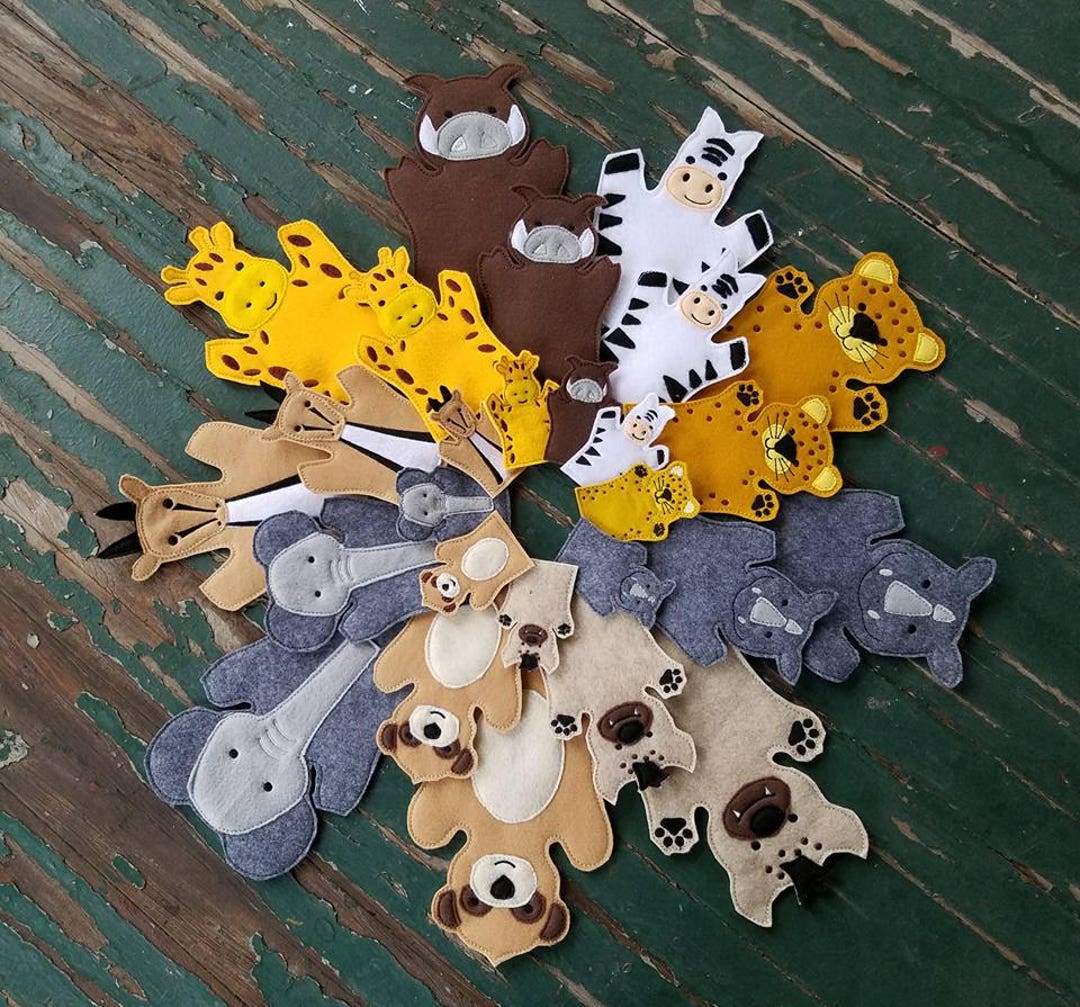 Safari Animals , Felt Puppets , Safari Puppet Play Set - Adult, Kid ...