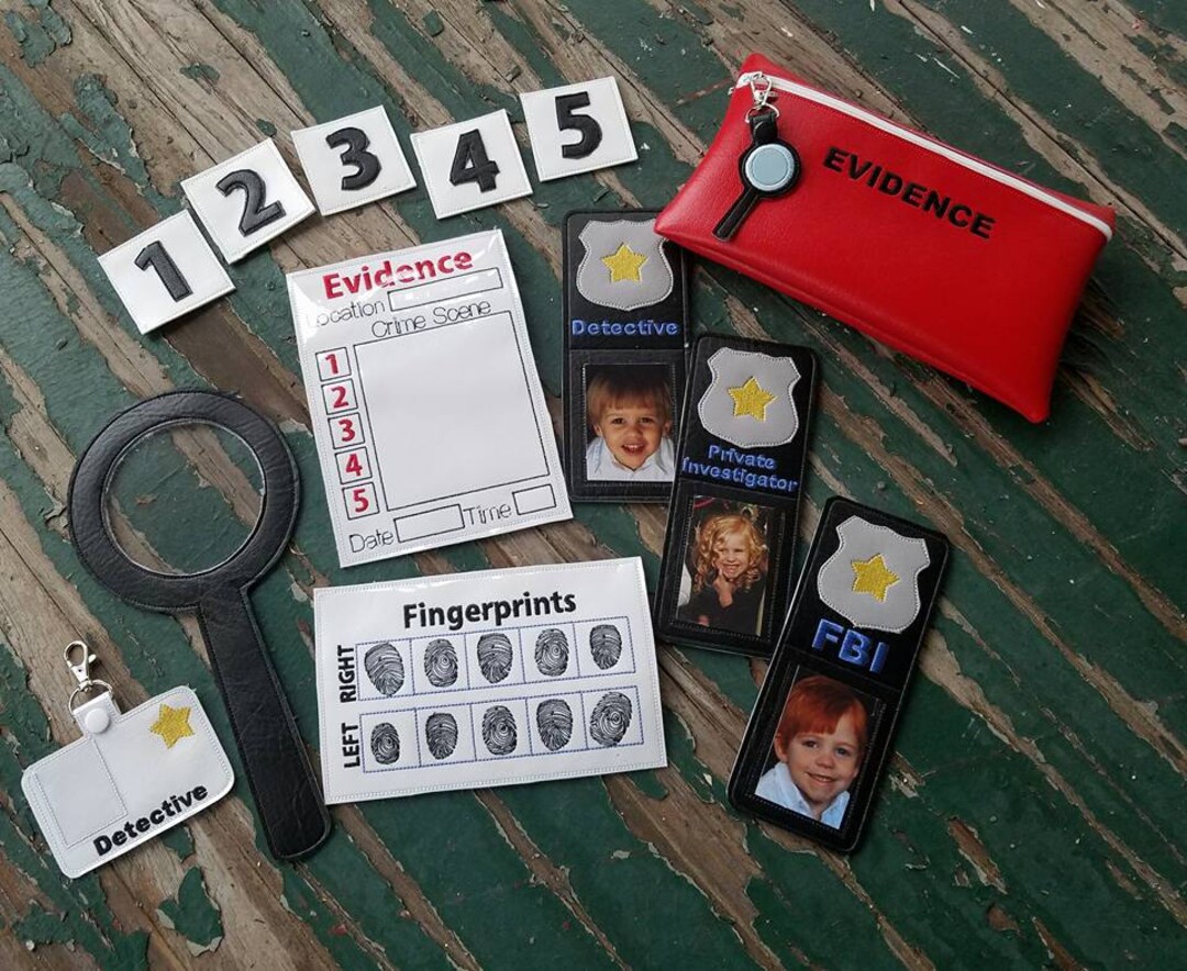 Vinyl Detective Evidence Bag and Kit , Dress up , Pretend Play , Vinyl ...
