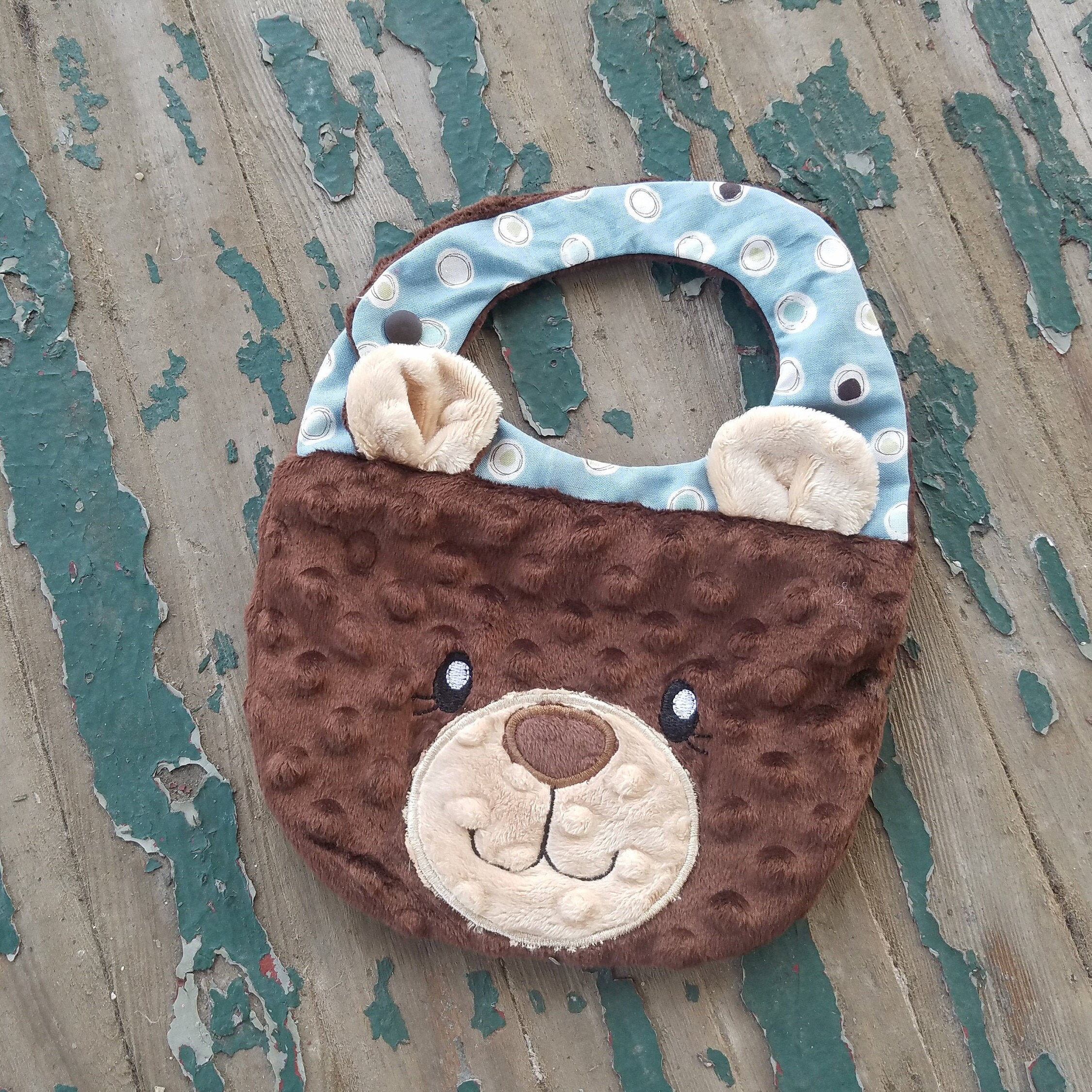 Baby Bib , Baby Gift , Teddy Bear , Teddy Bear Bib , Minky Bib ...