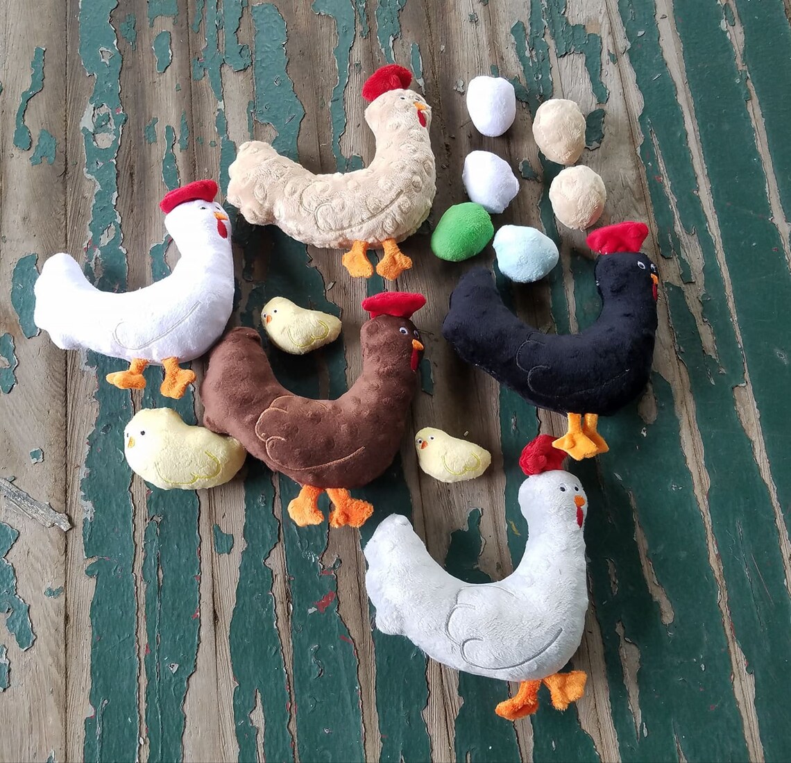 Plush Stuffed Chicken Play Set Hens Chicks Eggs Carton | Etsy