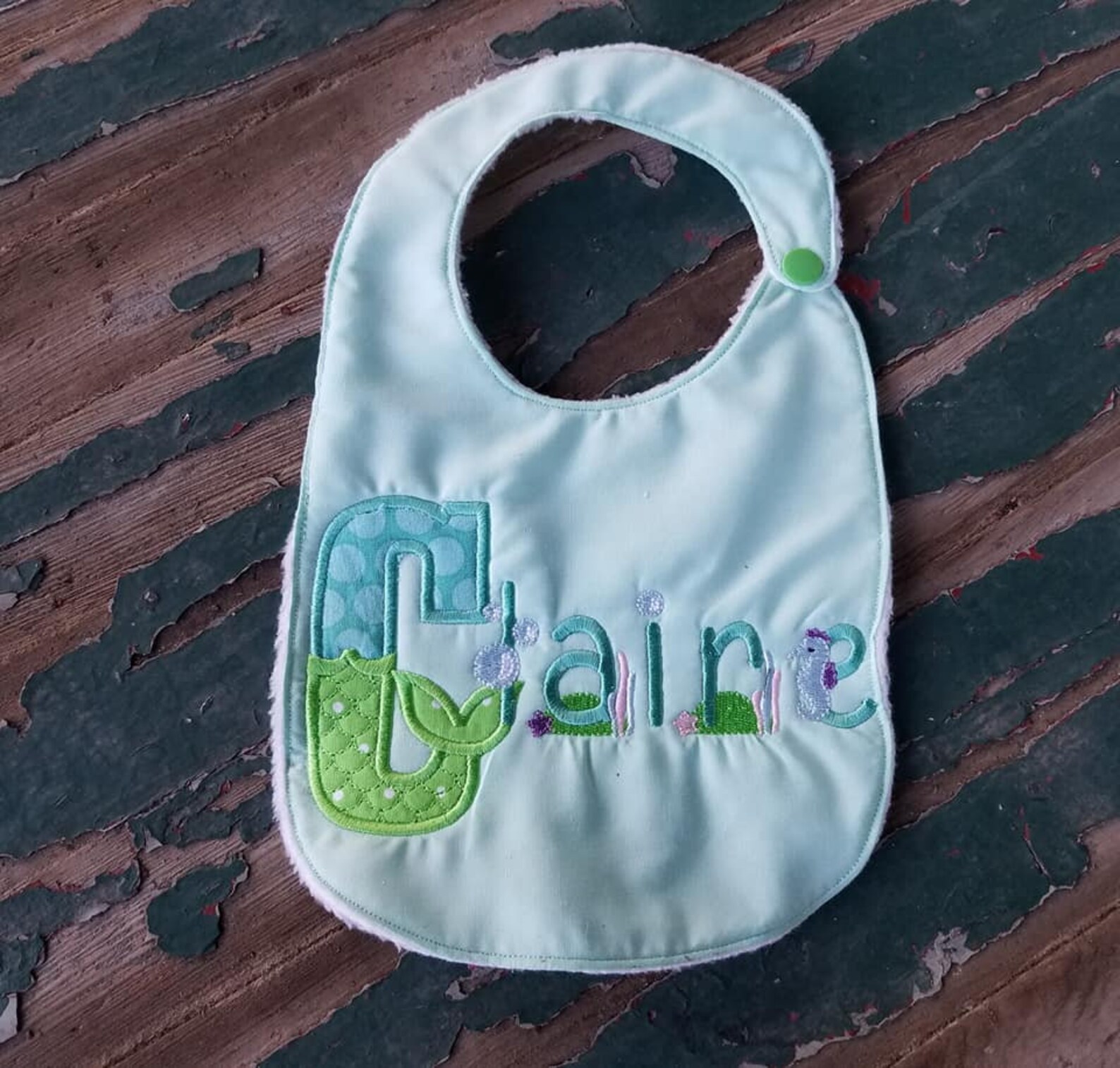 Baby Bib Baby Gift Mermaid Bib Applique Mermaid Initial - Etsy