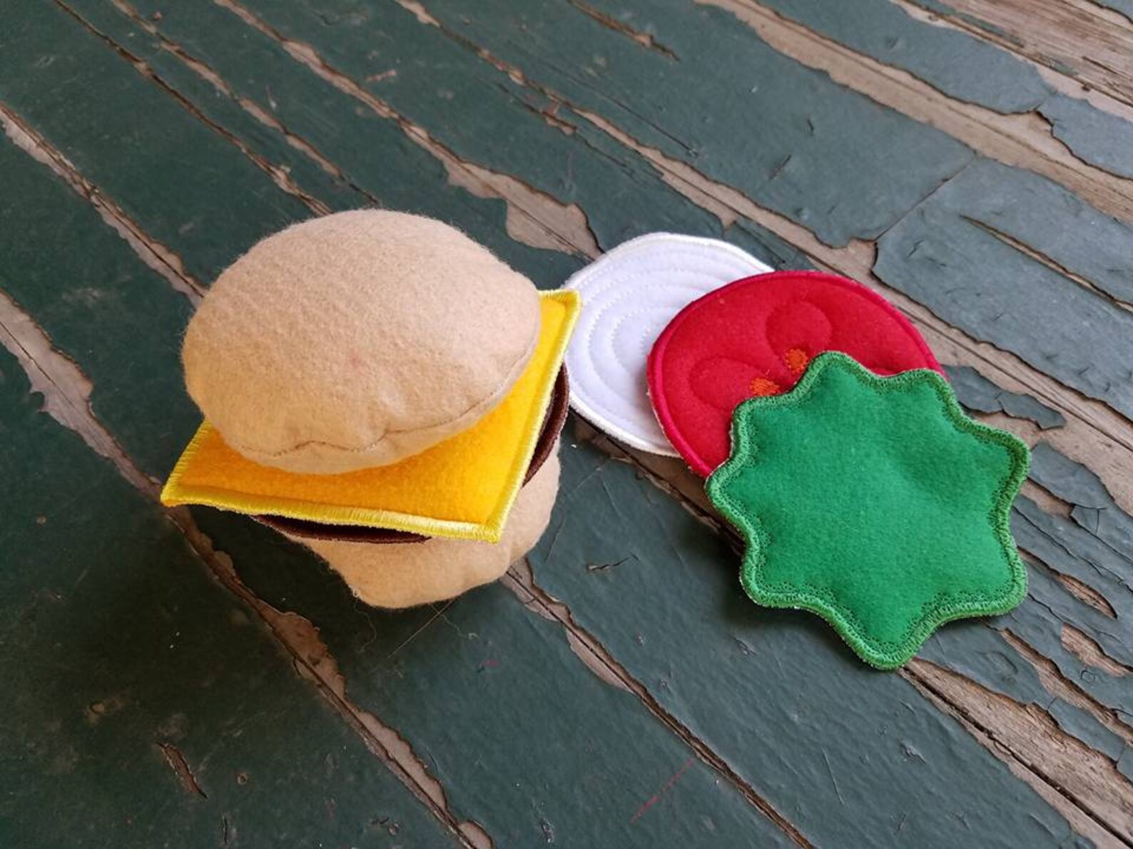 Play Food Felt Food Hamburger Play Set Bun American - Etsy