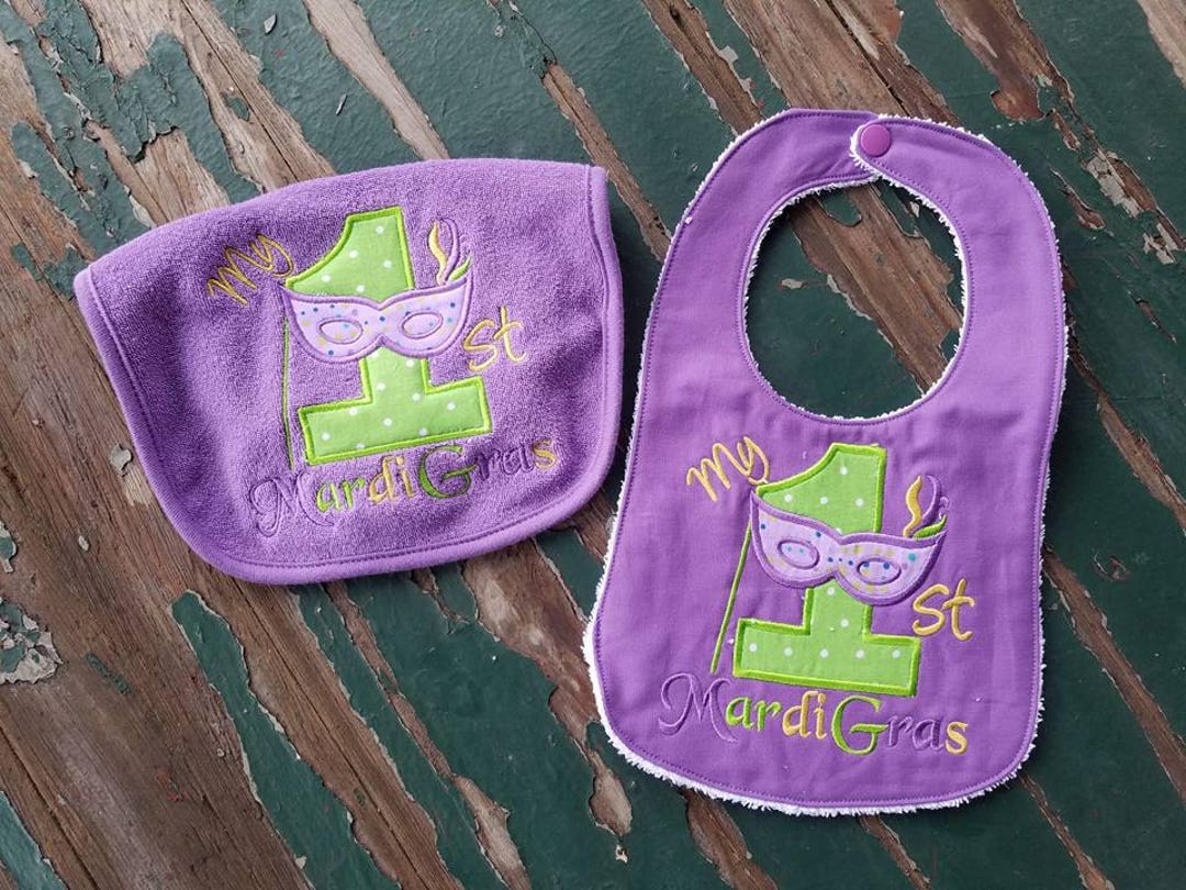 Baby's First Bib , My 1st Mardi Gras , First Year Baby Bibs - Etsy