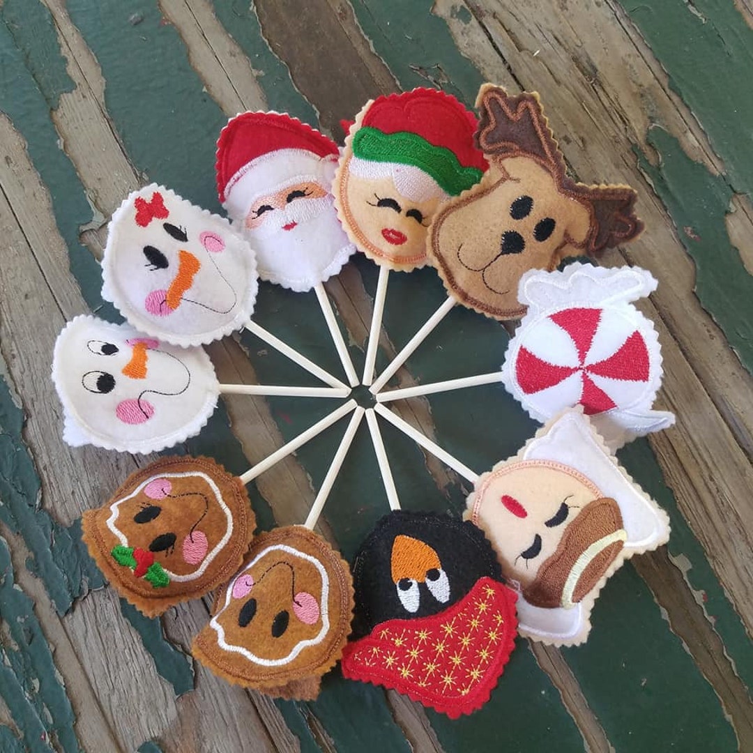 Embroidered Felt Christmas Lollipop Holder: Holiday Party Favors - Etsy