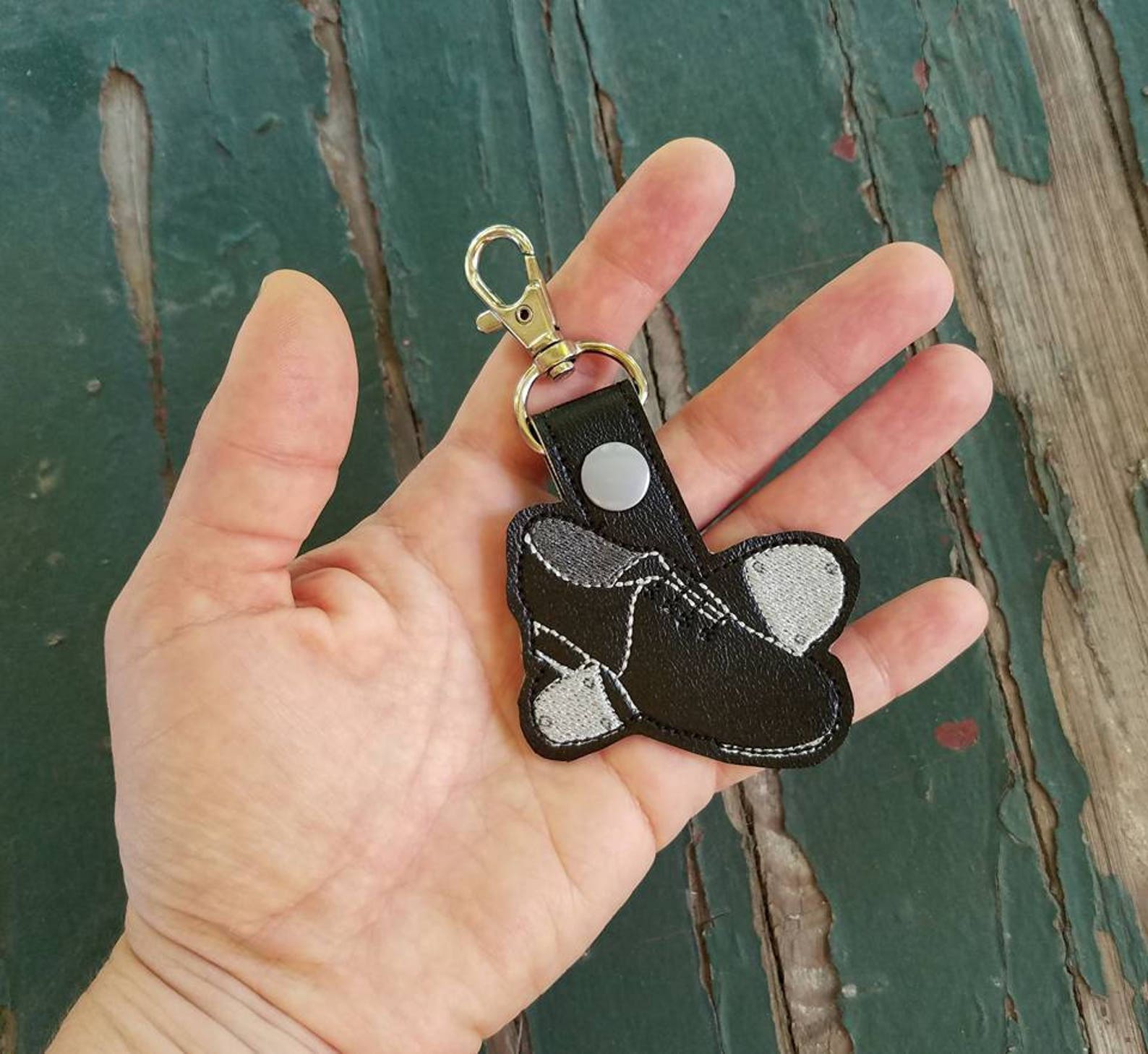 Key Fob Key Chain Snap Tab Embroidered Vinyl Tap Shoe - Etsy