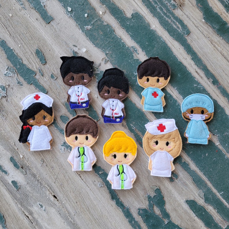 Hospital Staff Felt Finger Puppets Play Set Hospital Pretend - Etsy