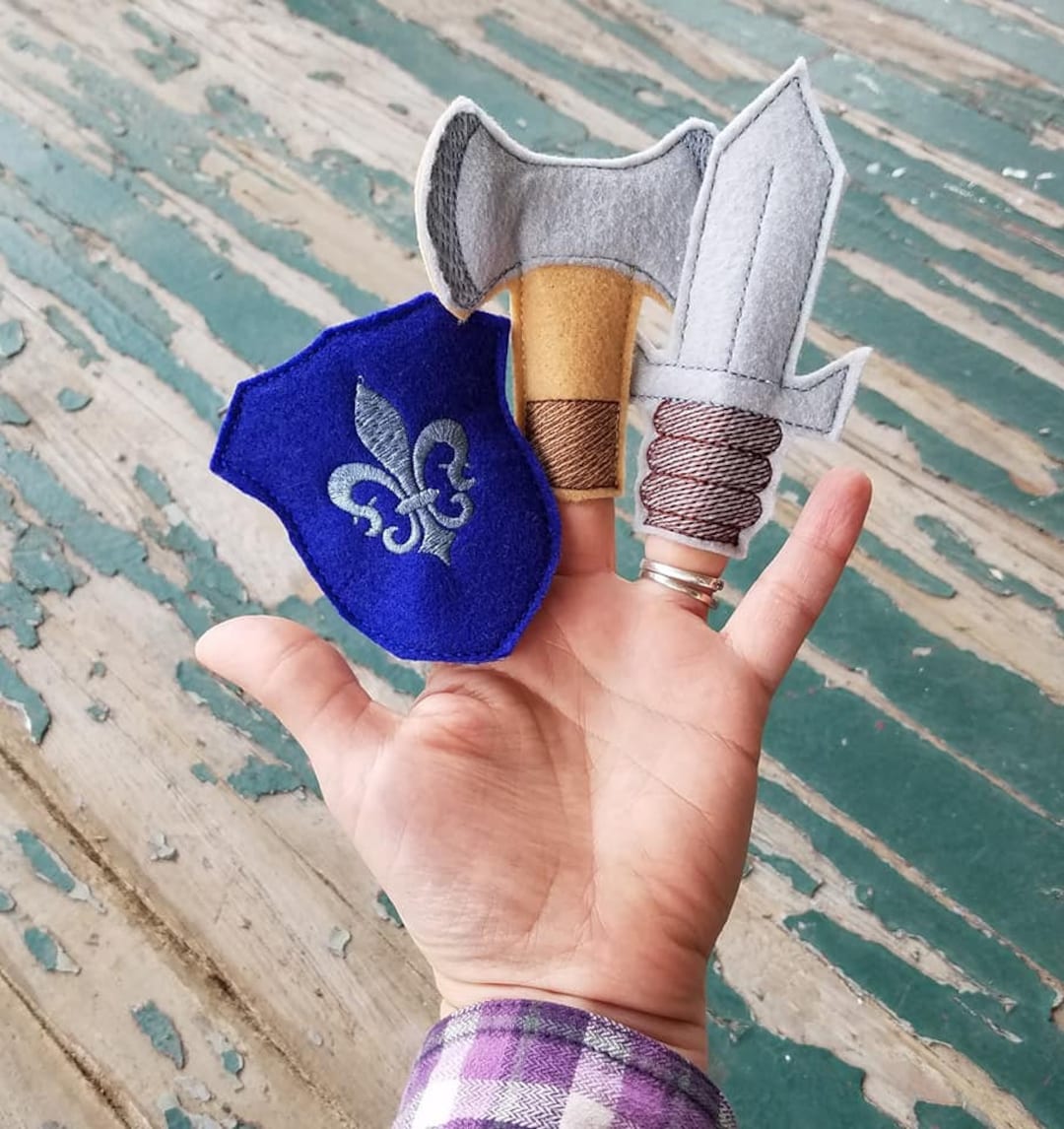 Medieval Sword , Sheild , Axe , Finger Puppet Set , Medieval Weapons ...