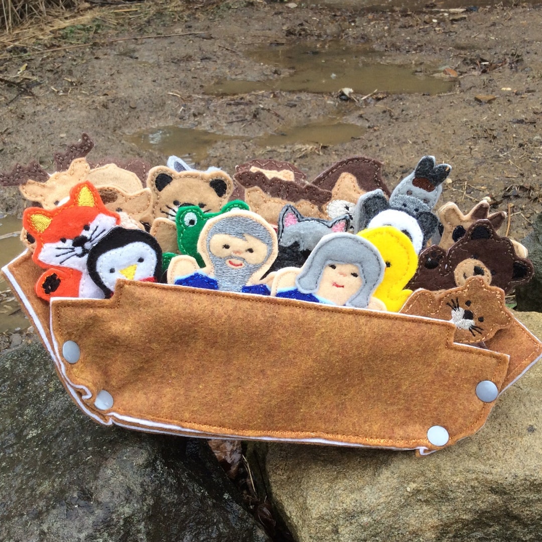 Noah's Ark Felt Finger Puppet Set: Bible Story Play - Etsy