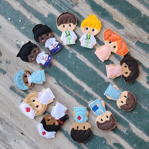 Hospital Staff Felt Finger Puppets Play Set , Hospital Pretend Play ...