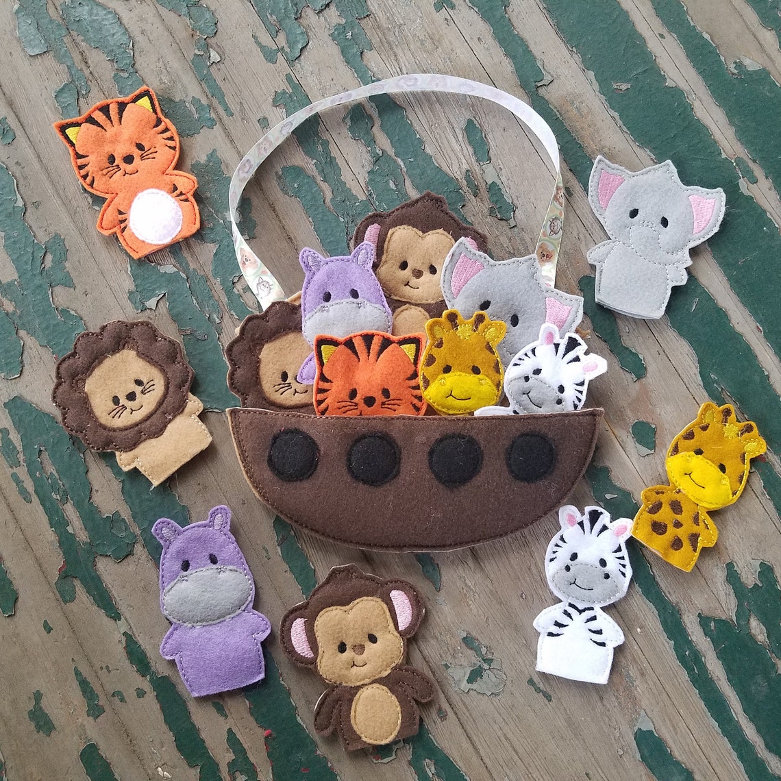 Felt Noah's Ark Finger Puppets Ark Carrying Case - Etsy