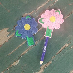 Pencil Topper , Embroidered Flower , Daisy Topper , Marine Vinyl Flower ...