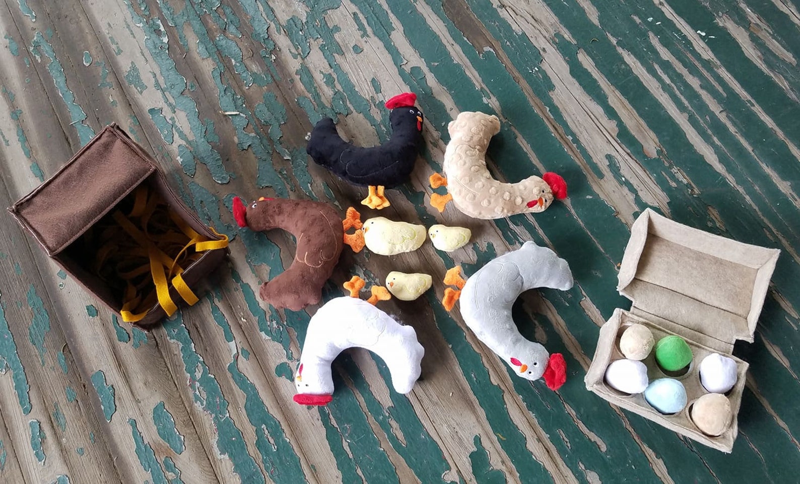 Plush Stuffed Chicken Play Set Hens Chicks Eggs Carton | Etsy