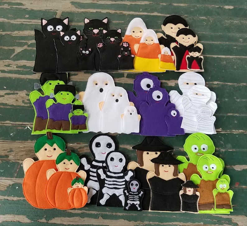 Halloween Characters Felt Puppets Halloween Puppet Play | Etsy
