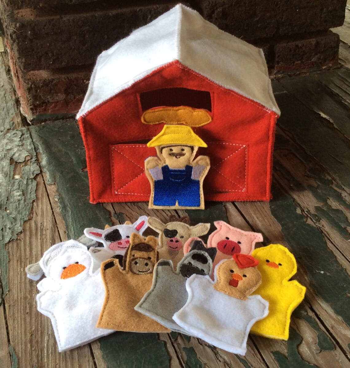 Red Felt Barn Fun Farm Felt Finger Puppet Play Set Farm - Etsy