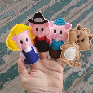 The Three Little Pigs Finger Puppets - Sold Individually or as a Set - Etsy