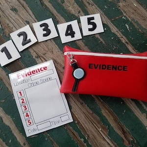 Vinyl Detective Evidence Bag and Kit , Dress up , Pretend Play , Vinyl ...