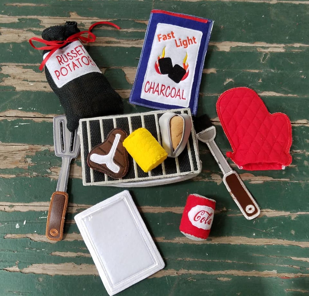 Felt Play Food BBQ Grill Set: Pretend Steak, Potato, Corn - Etsy