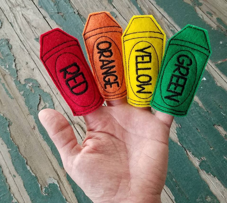 Felt Crayon Finger Puppets With Case Case Available in Two - Etsy