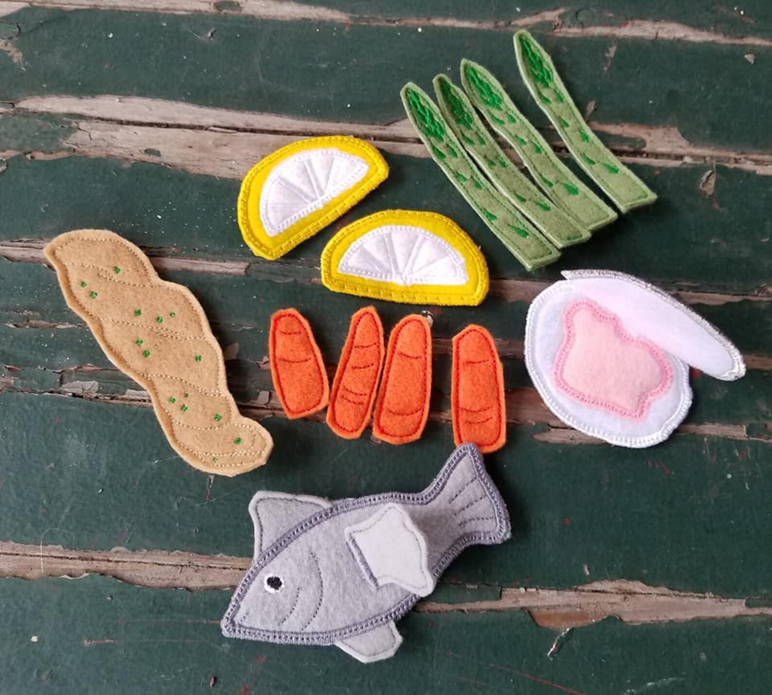 Play Food Felt Food Fish and Clam Dinner Play Set Lemon - Etsy