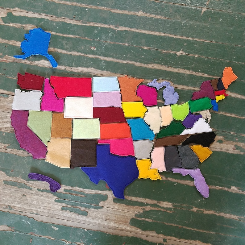 Felt United States Map Puzzle: Educational US Geography Playset - Etsy
