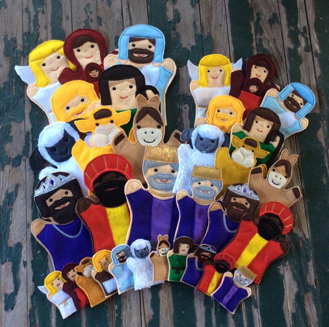 Felt Nativity Puppet Set: Christmas Story Puppets - Adult, Kid, Finger ...