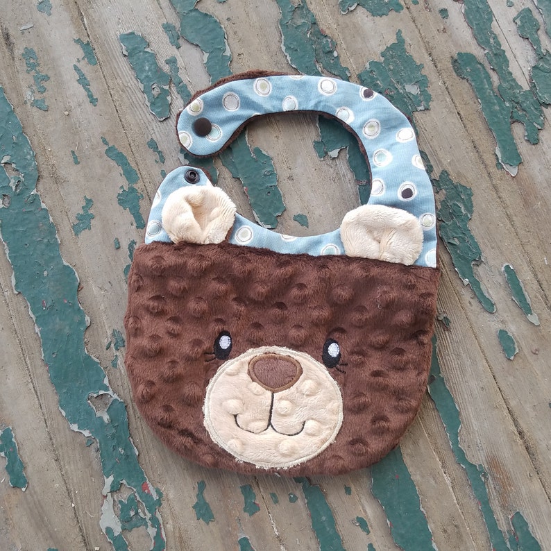 Baby Bib Baby Gift Teddy Bear Teddy Bear Bib Minky Bib | Etsy