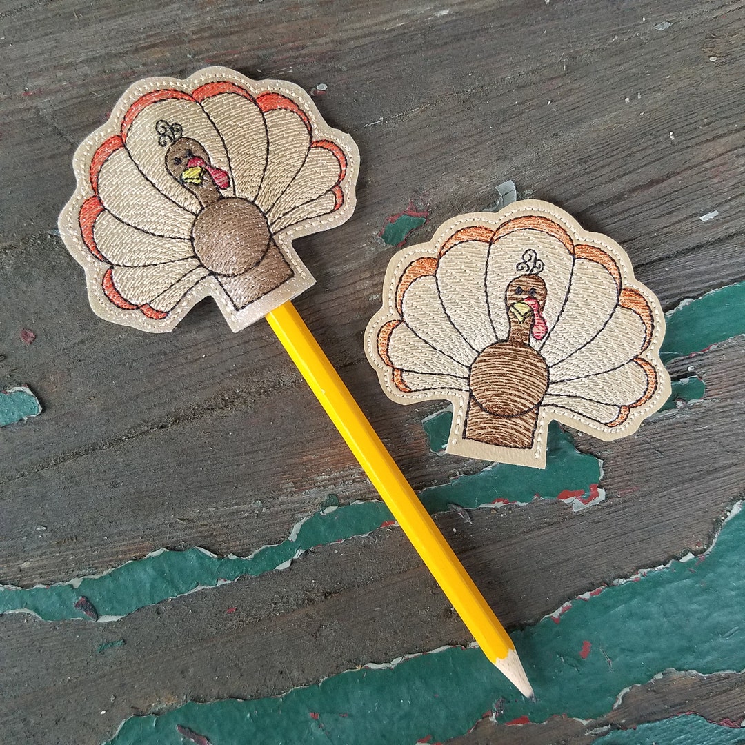 Embroidered Turkey Pencil Topper: Marine Vinyl Non-candy Gift - Etsy