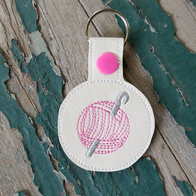 Key Fob Key Chain Snap Tab Embroidered Vinyl Ball of - Etsy