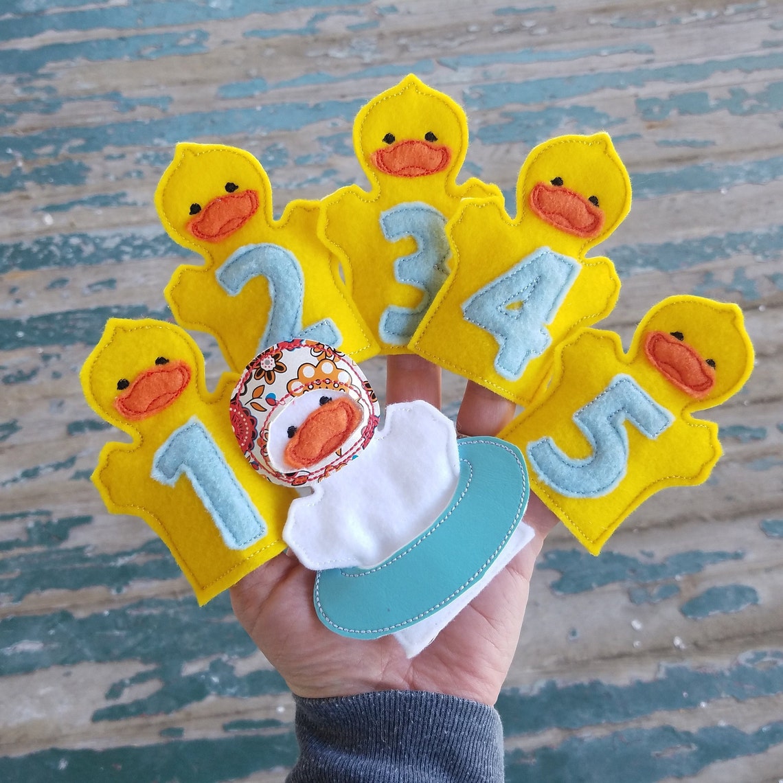 5 Little Ducks Storybook Characters Felt Puppets Five | Etsy