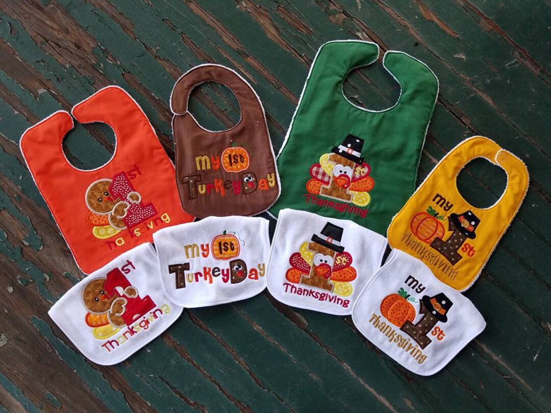 Baby's First Thanksgiving Bib: Appliqued Turkey Day Bib - Etsy