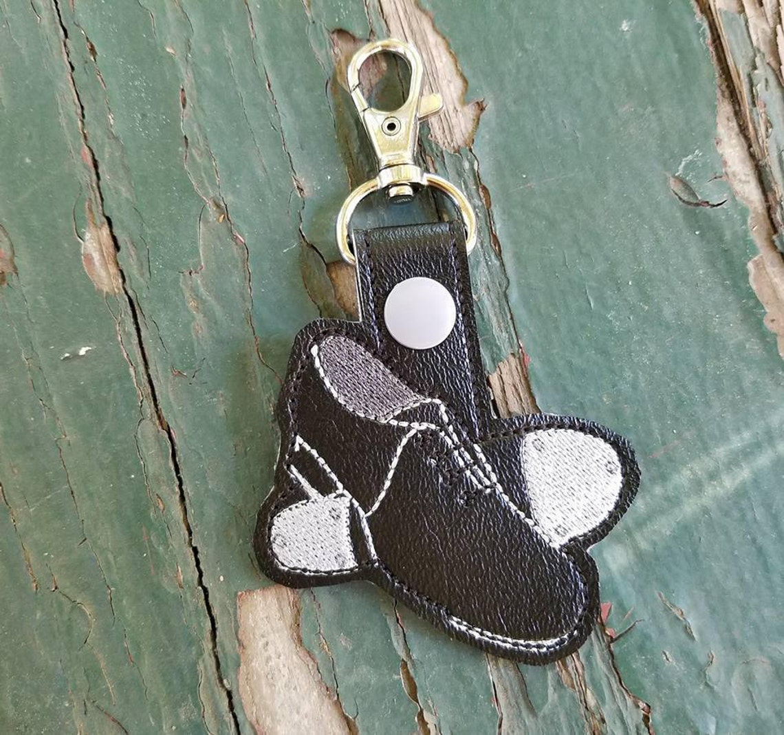 Key Fob Key Chain Snap Tab Embroidered Vinyl Tap Shoe - Etsy