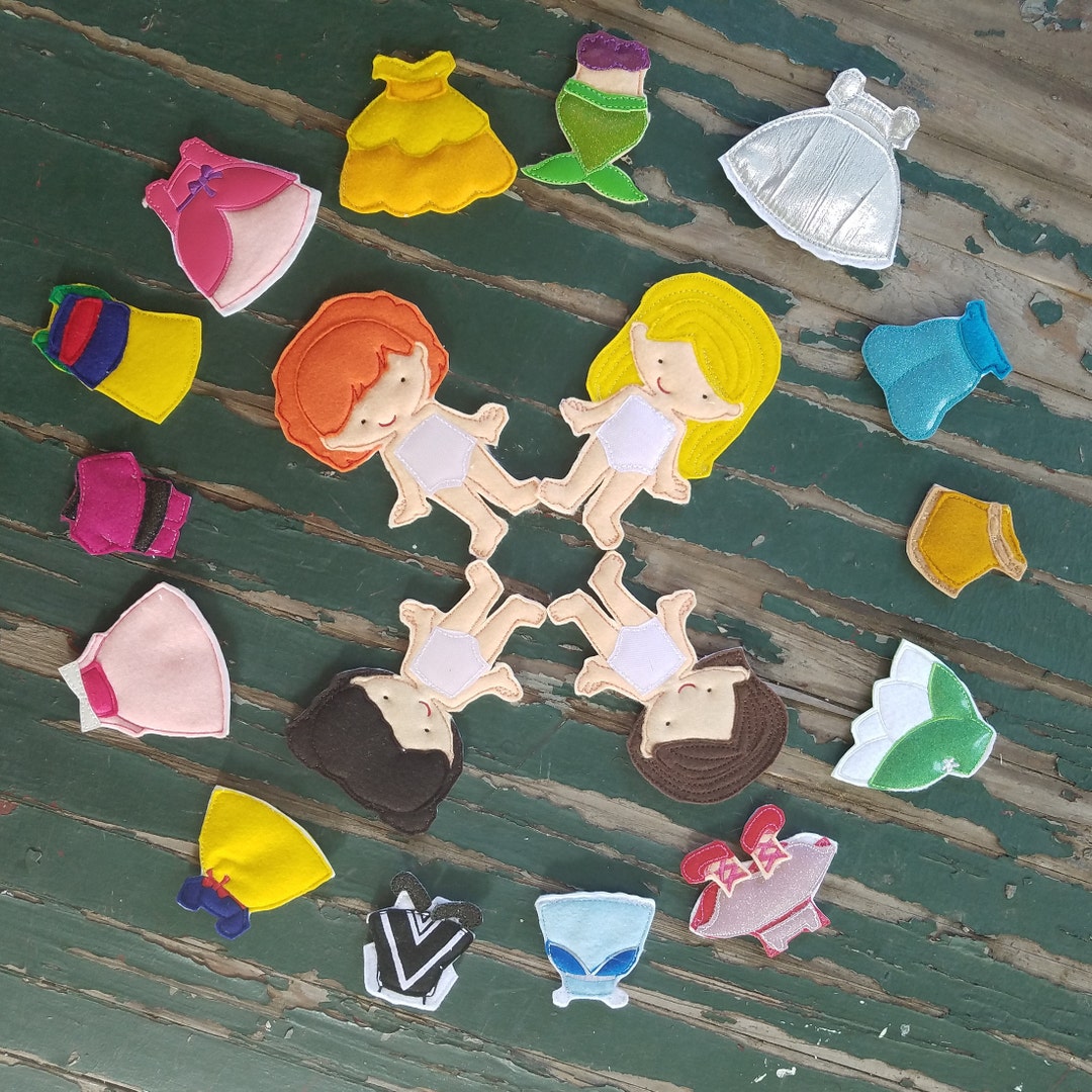 Felt Girl Dolls Set: Dress-up Play Set With Outfits - Etsy