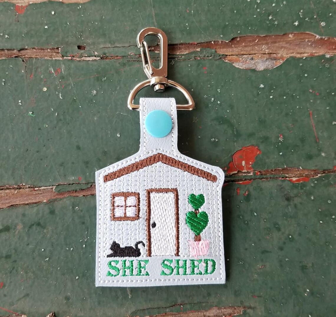 Embroidered She Shed Key Fob: Vinyl Snap Tab Key Chain - Etsy