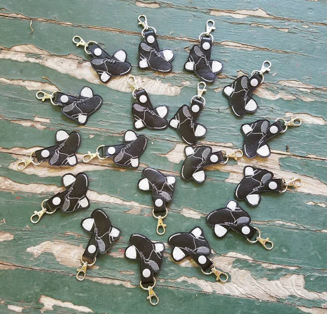 Key Fob , Key Chain , Snap Tab , Embroidered Vinyl Tap Shoe , Dance ...