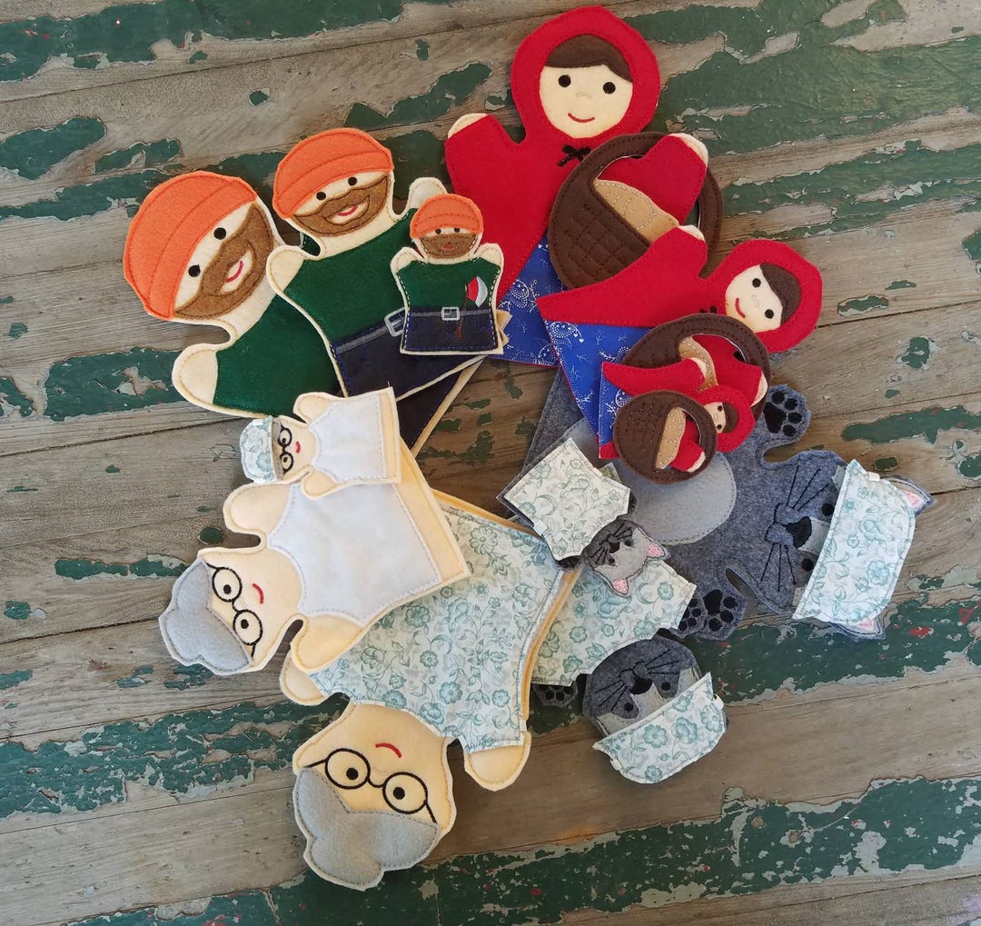 Red Riding Hood , Felt Puppets , Story Book Characters , Play Set ...
