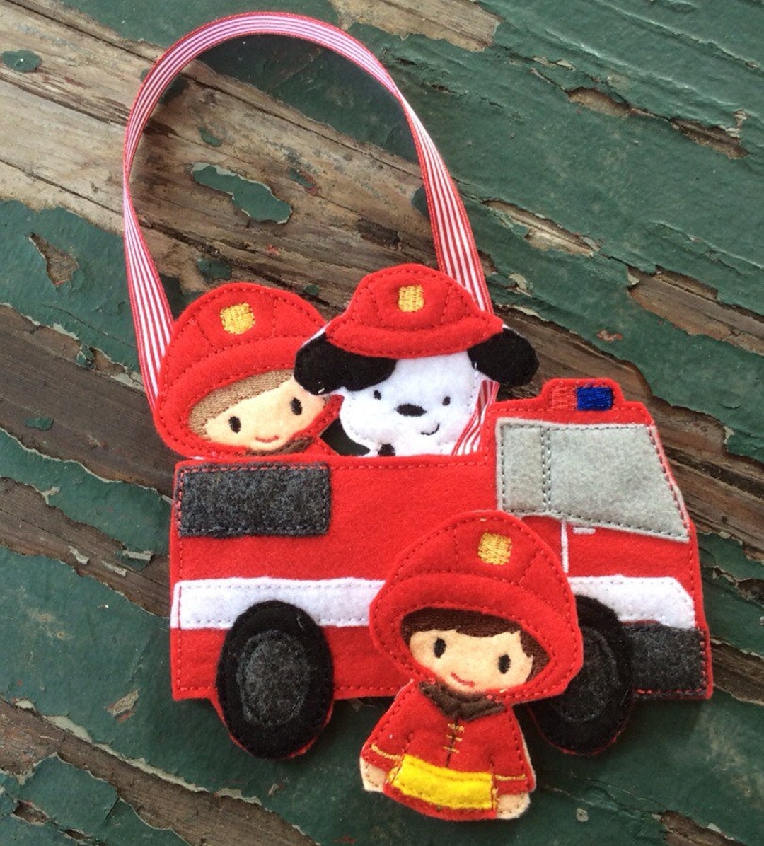 Firefighter Puppets With Firetruck Treat or Puppet Bag - Sold ...