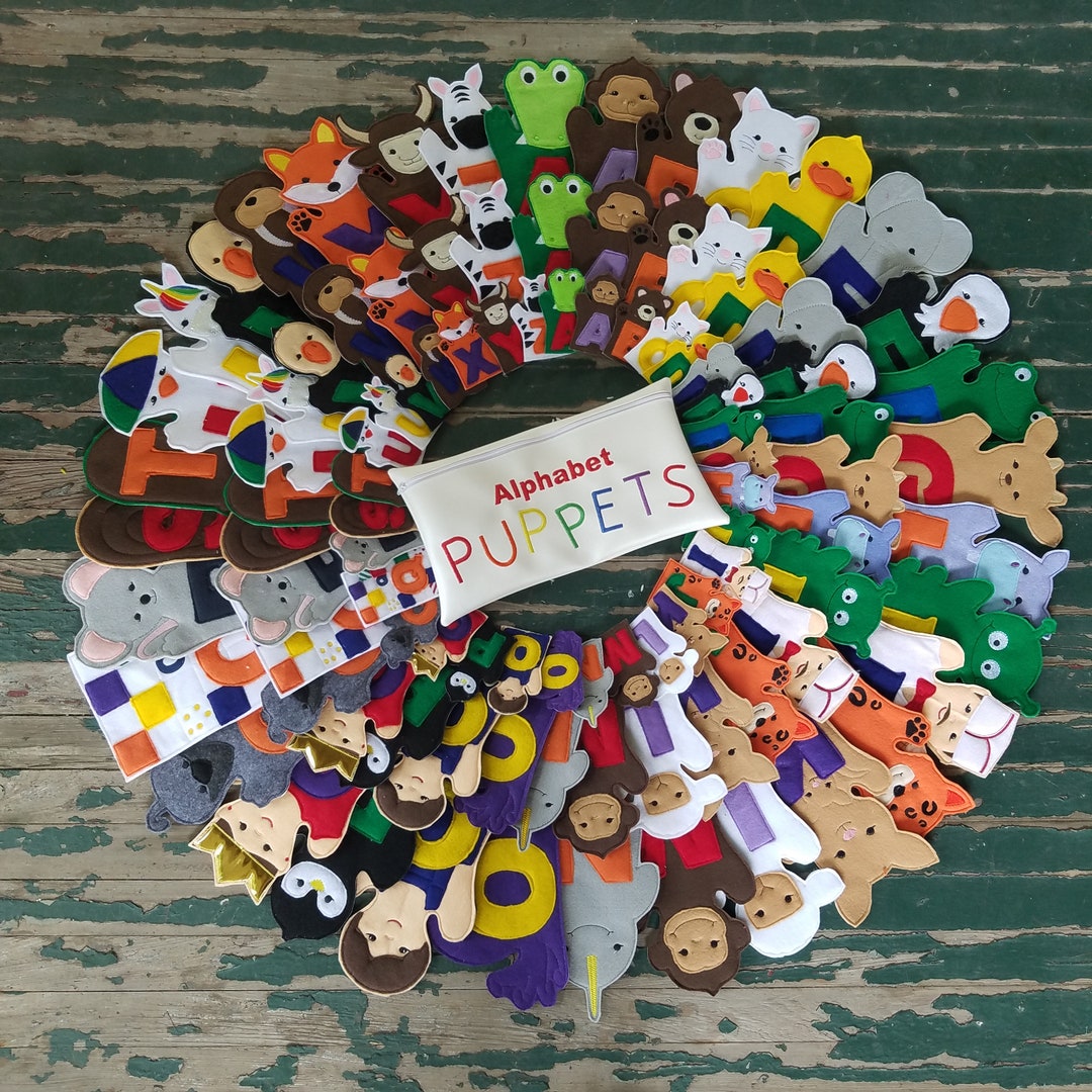 Felt Alphabet Puppets: Educational Playset, Adult, Kid, Finger Sizes - Etsy