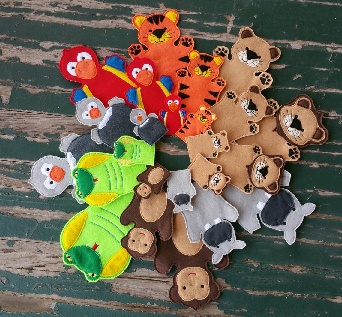 Jungle Animals Felt Puppets Jungle Puppet Play Set - Etsy