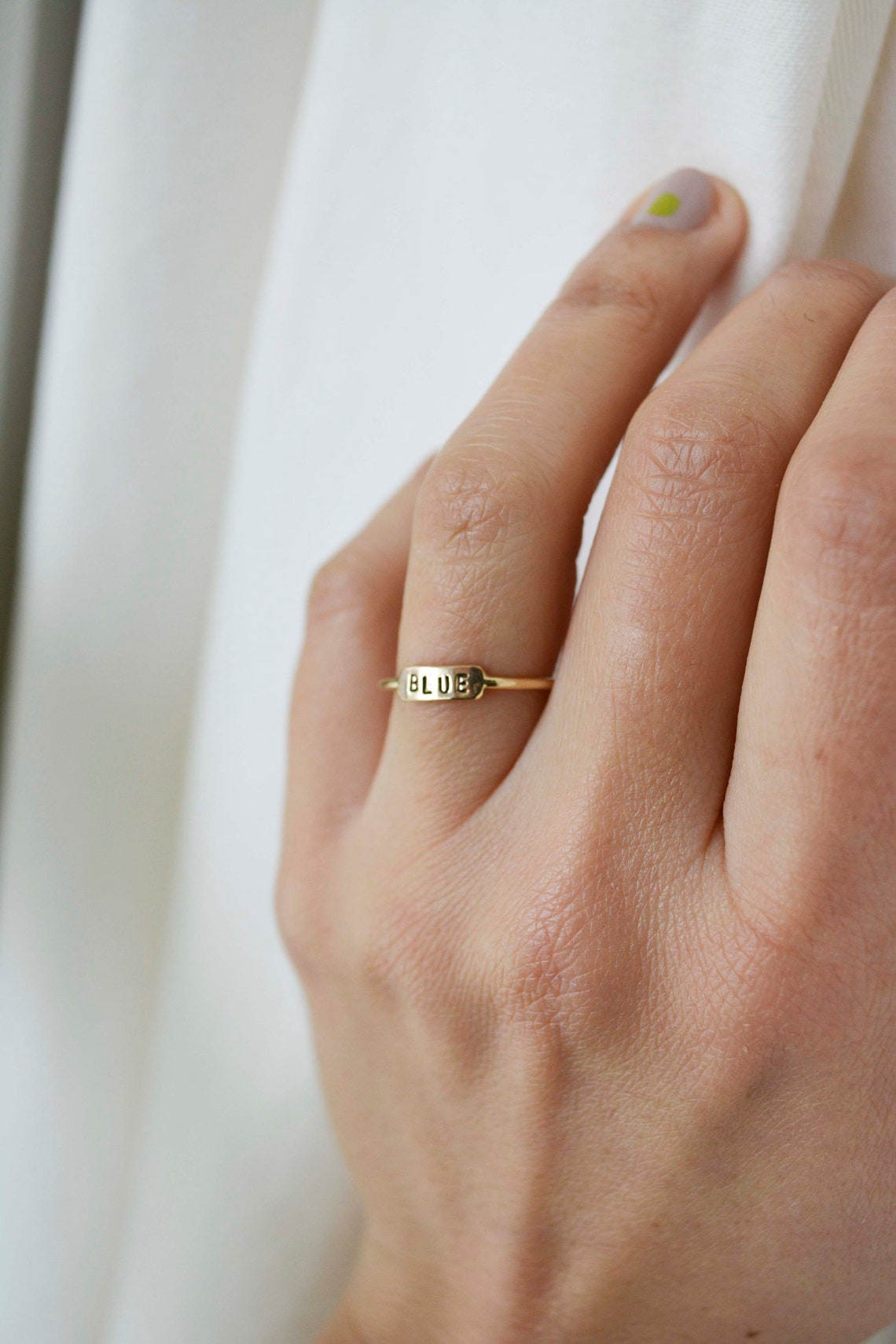 Yellow Gold Sterling Silver or Rose Gold ID Ring | Etsy