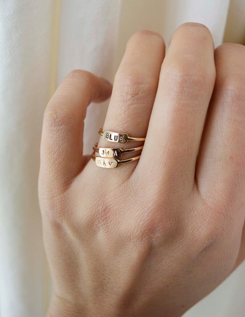 Yellow Gold Sterling Silver or Rose Gold ID Ring - Etsy